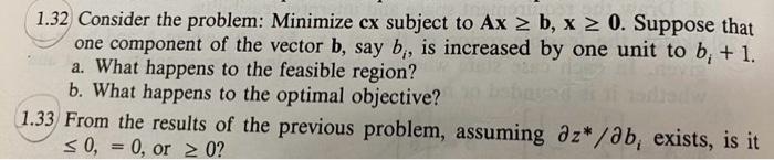 Solved 1.32 Consider the problem: Minimize cx subject to | Chegg.com