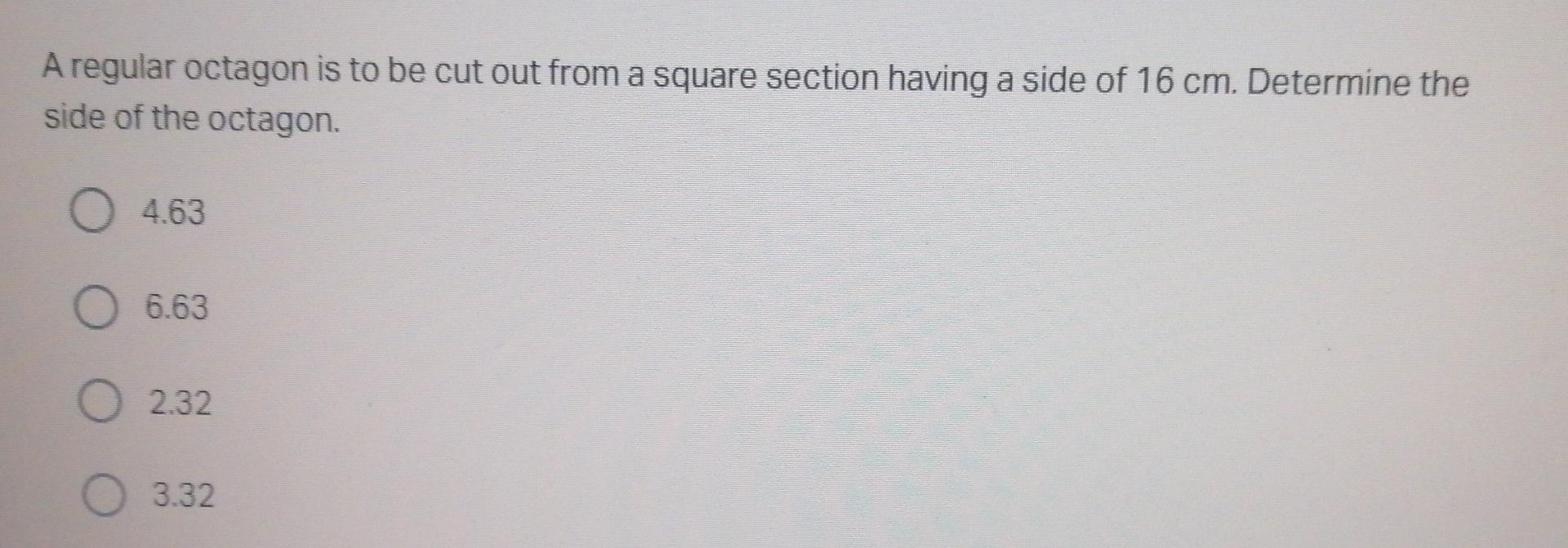 Solved A regular octagon is to be cut out from a square | Chegg.com