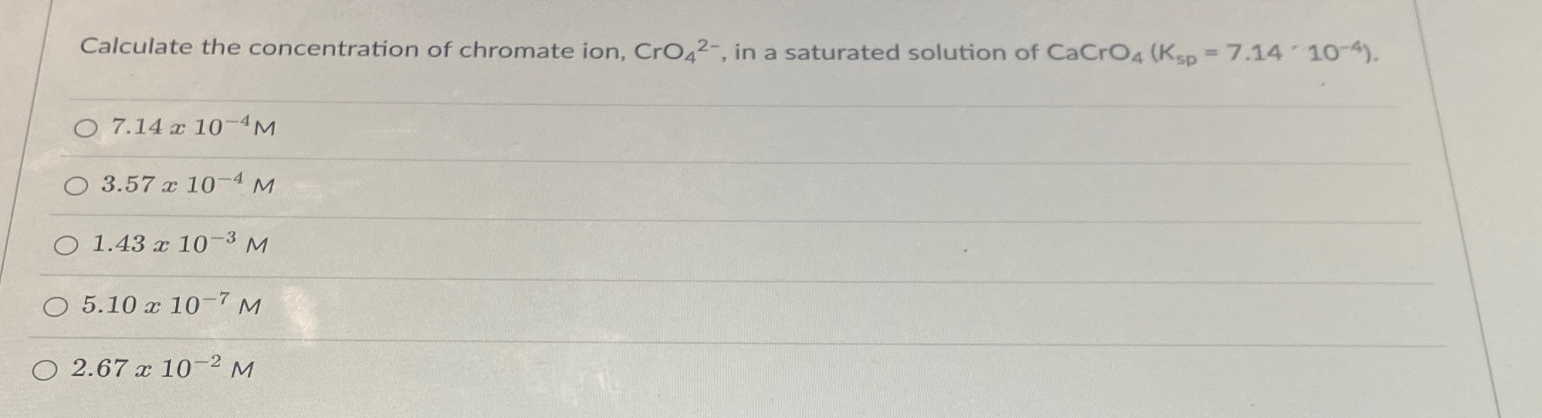 Solved Calculate the concentration of chromate ion, CrO42-, | Chegg.com
