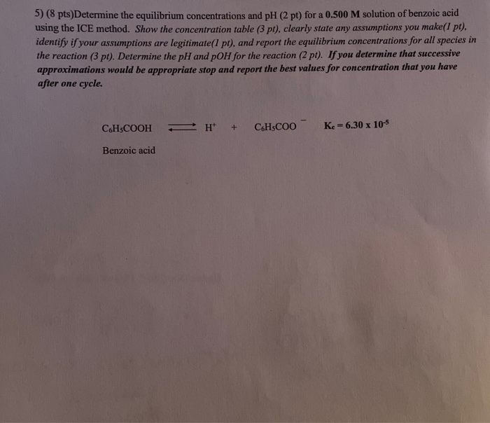 Solved 5) (8 pts)Determine the equilibrium concentrations | Chegg.com