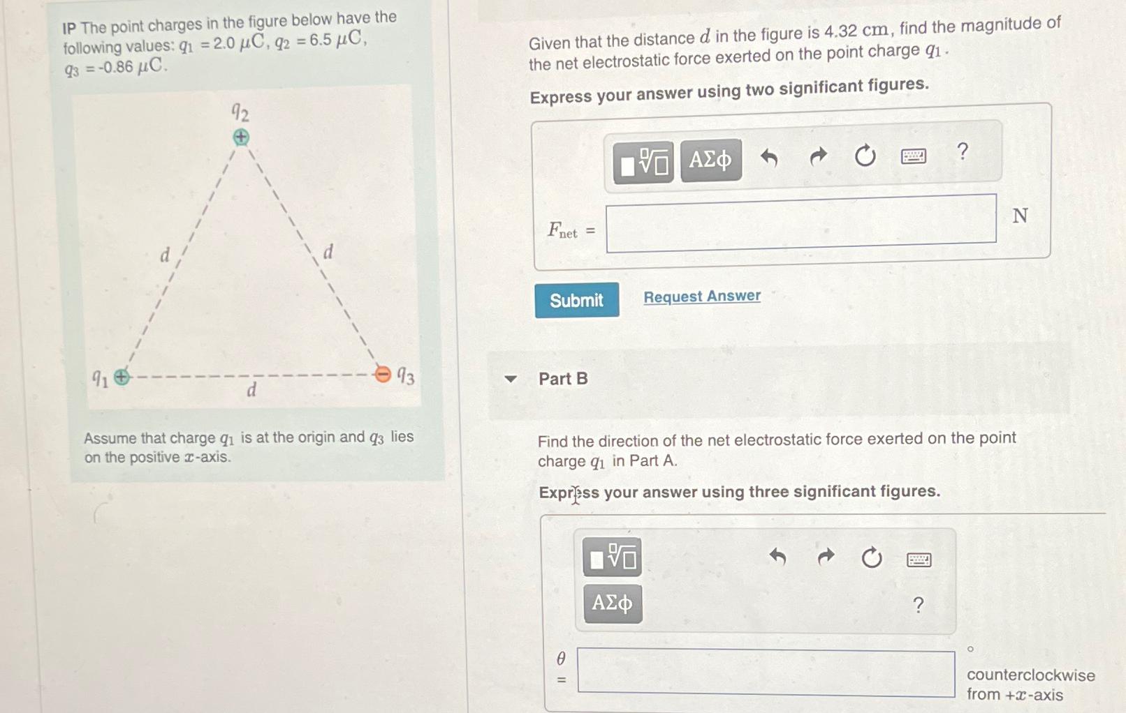 Solved IP The point charges in the figure below have the | Chegg.com
