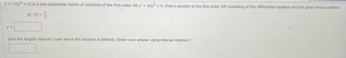 Solved y=1(x2+c) is a one-parameter famin of soivtions of | Chegg.com