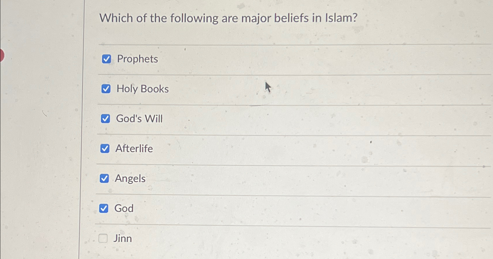 Solved Which of the following are major beliefs in | Chegg.com