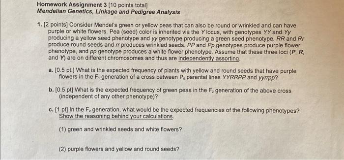 Solved Homework Assignment 3 [10 points total] Mendelian | Chegg.com