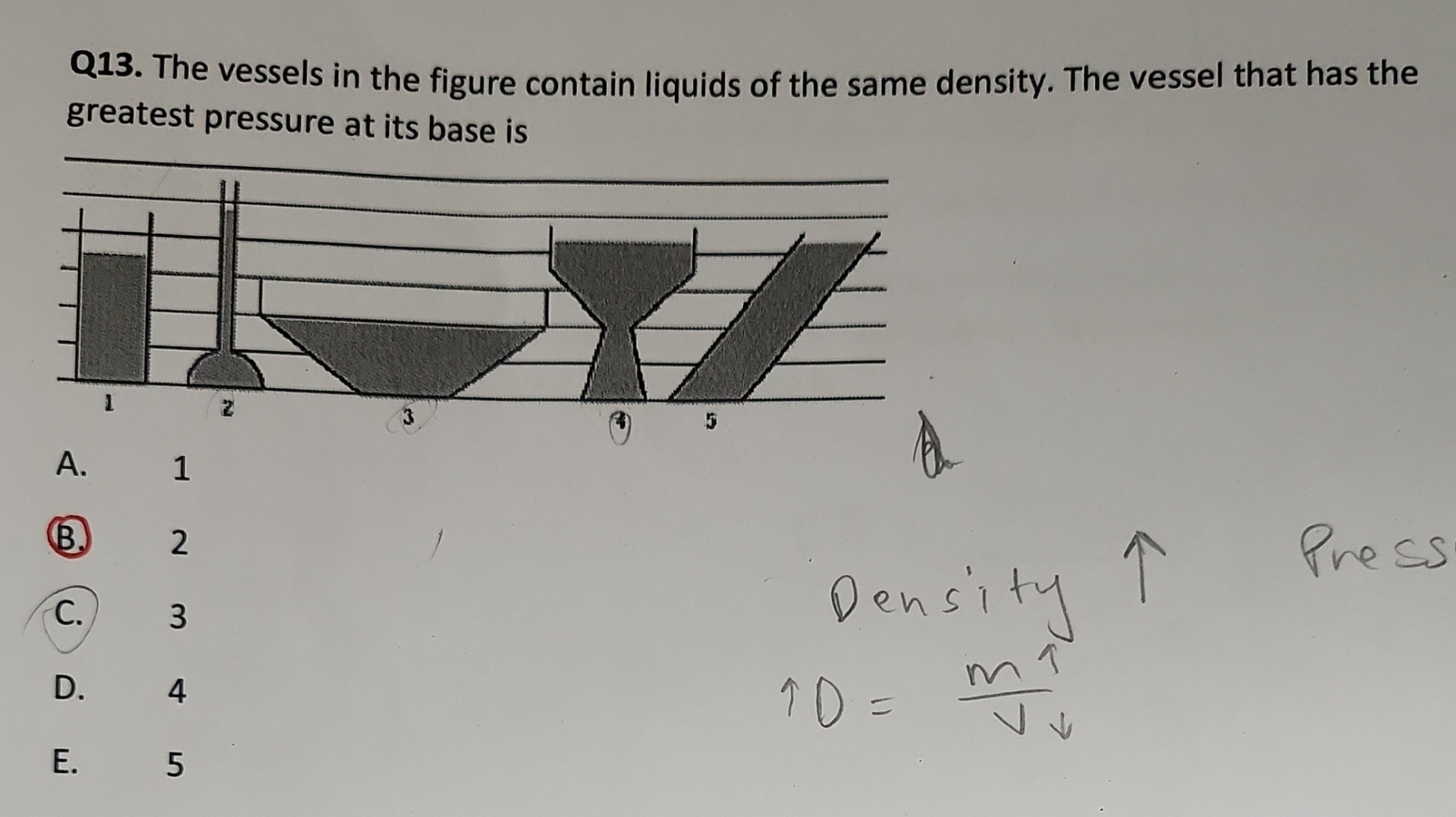 Solved Q13. ﻿The vessels in the figure contain liquids of | Chegg.com