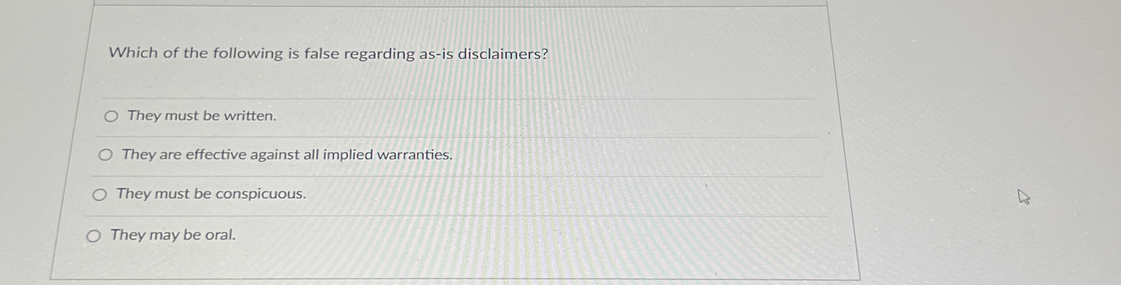 Solved Which of the following is false regarding as-is | Chegg.com