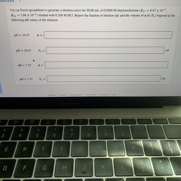 Solved estion 8 of 8 Use an Excel spreadsheet to generate a | Chegg.com