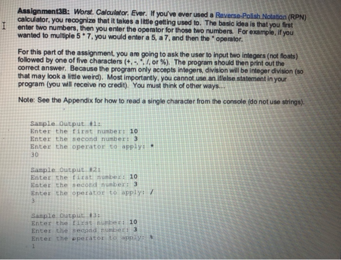 Solved I Assignment3B: Worst. Calculator. Ever. If you've | Chegg.com