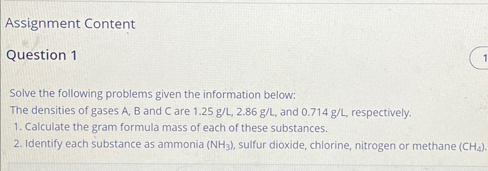 Solved Assignment ContentQuestion 1Solve the following | Chegg.com