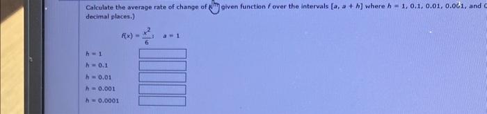 Solved Calculate the average rate of change of f th given | Chegg.com