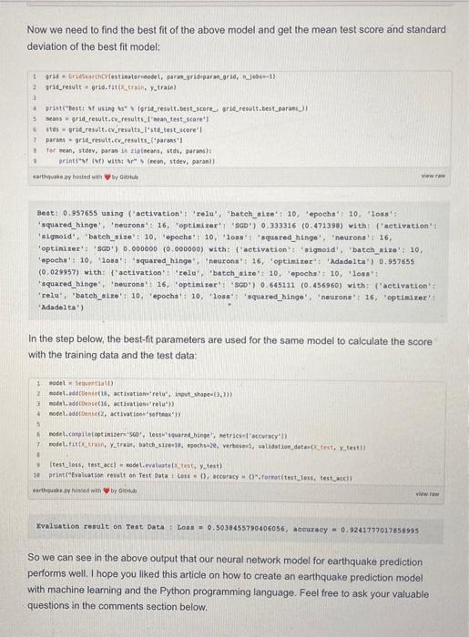 Solved Earthquake Prediction Model with Machine Learning | Chegg.com
