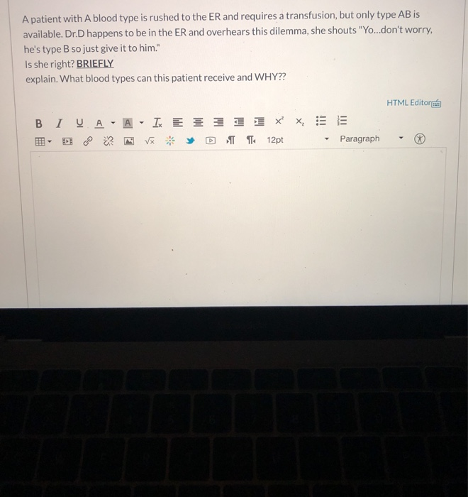 Solved A patient with A blood type is rushed to the ER and | Chegg.com