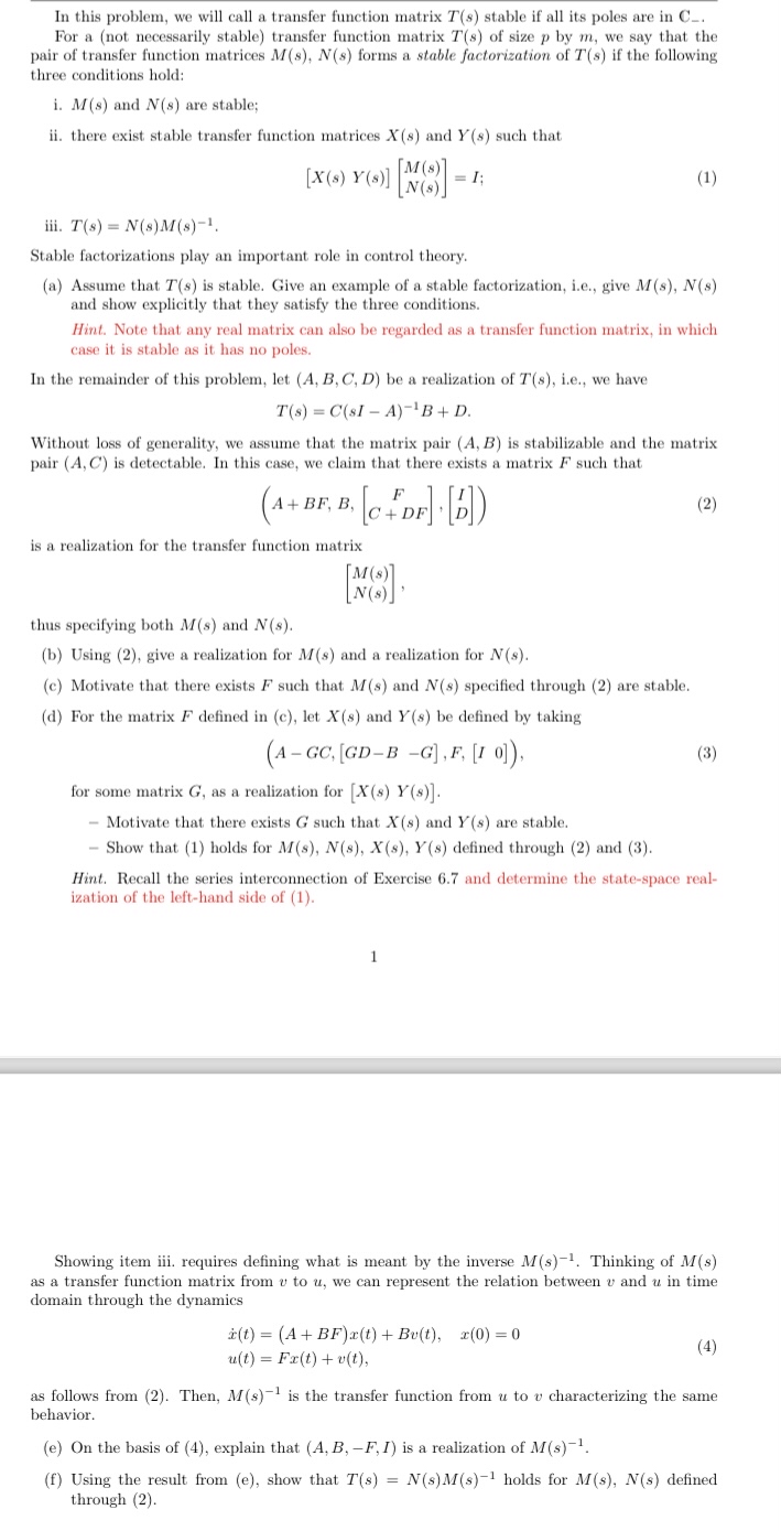Solved In this problem, we will call a transfer function | Chegg.com
