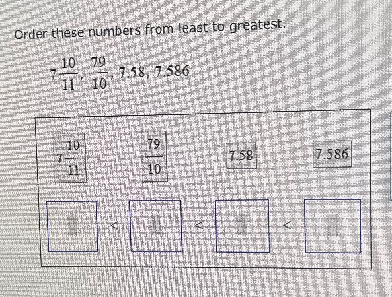 Solved Order these numbers from least to | Chegg.com