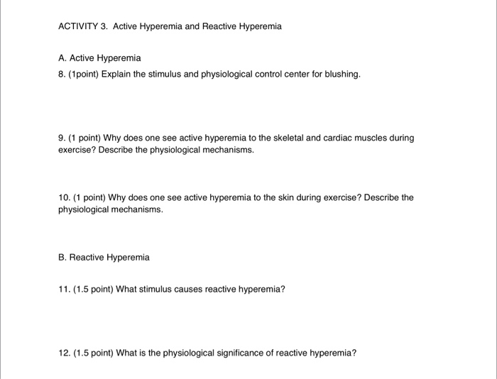 Solved ACTIVITY 3. Active Hyperemia and Reactive Hyperemia | Chegg.com