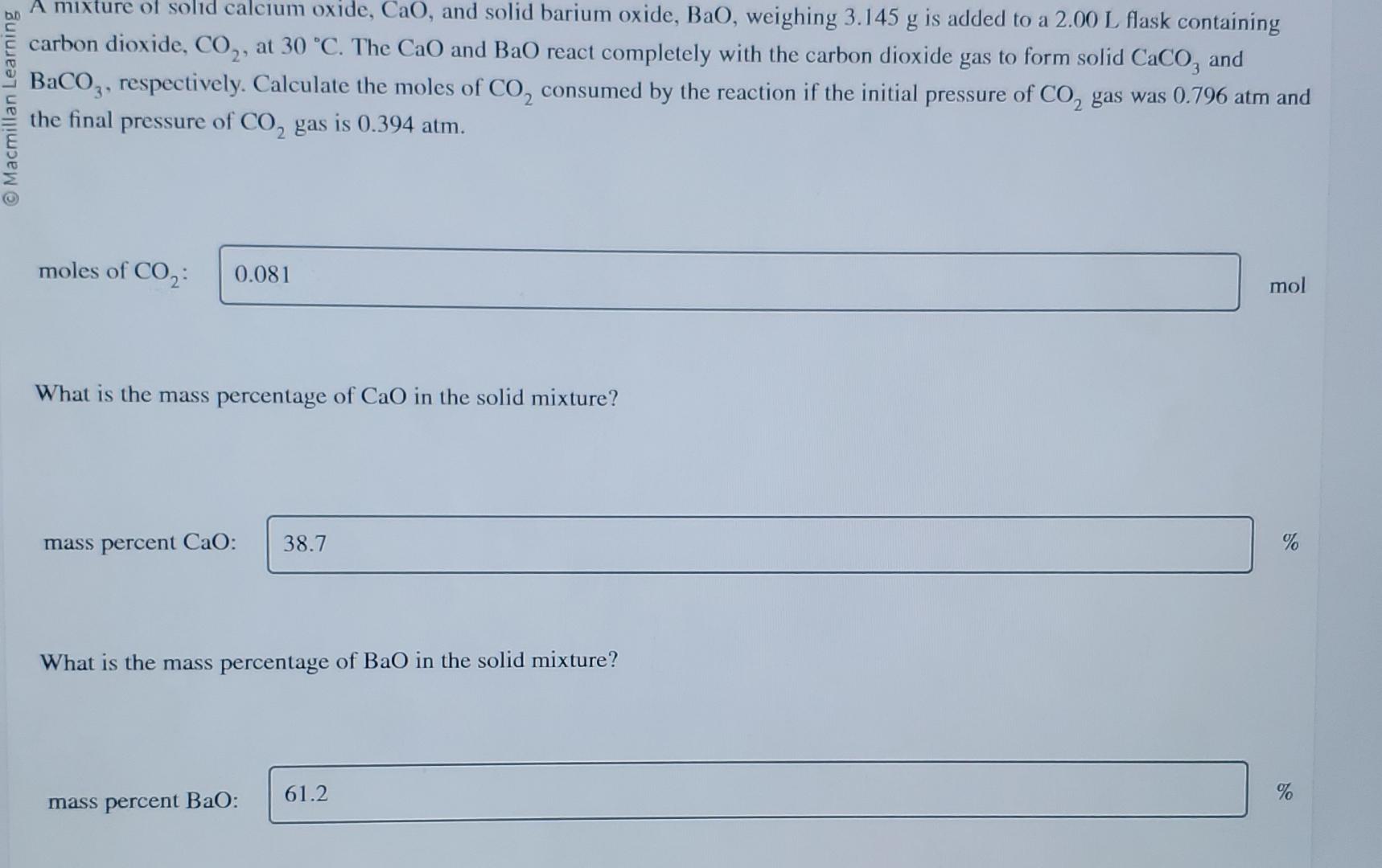 Solved A mixture of solid calcium oxide, CaO, and solid | Chegg.com