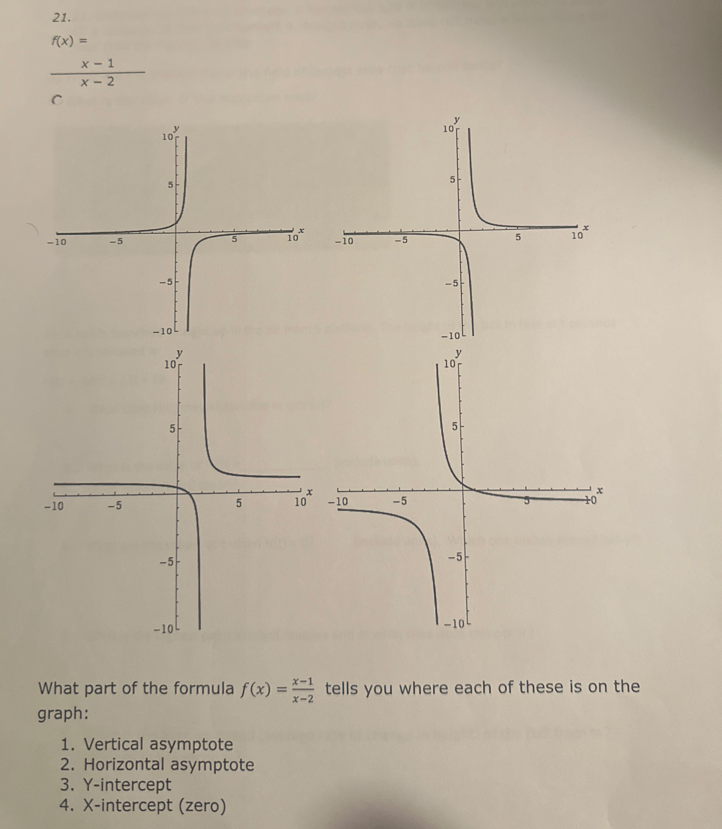 Solved f(x)=x-1x-2What part of the formula f(x)=x-1x-2 | Chegg.com Solved f(x)=x-1x-2What part of the formula f(x)=x-1x-2 | Chegg.com