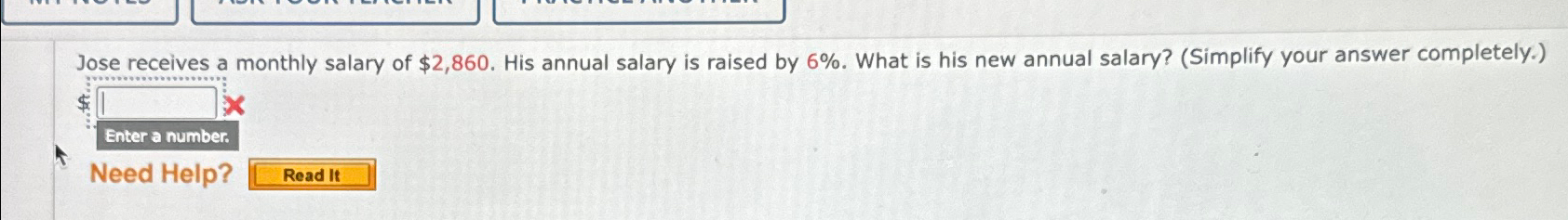 Solved Jose receives a monthly salary of $2,860. ﻿His annual | Chegg.com