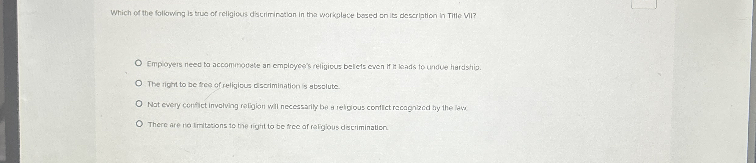 Solved Which of the following is true of religious | Chegg.com