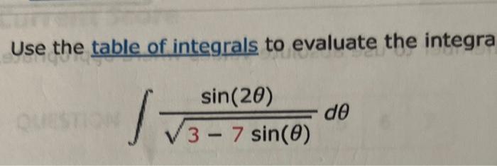 Solved Use the table of integrals to evaluate the integra | Chegg.com
