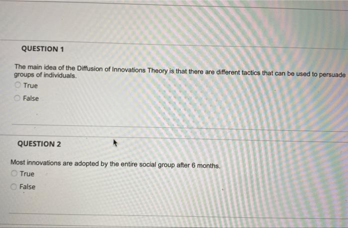QUESTION 1 The main idea of the Diffusion of | Chegg.com