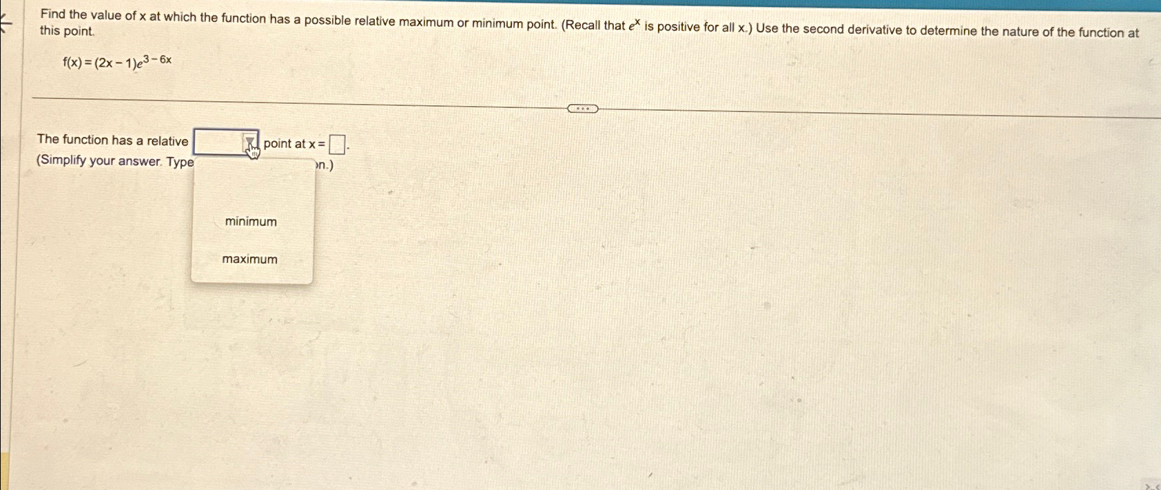 Solved Find the value of x ﻿at which the function has a | Chegg.com