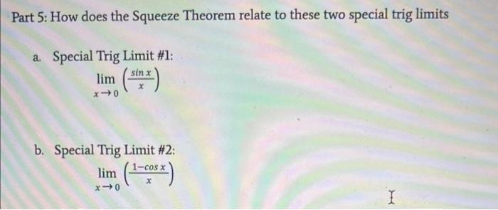 Solved Part 5: How does the Squeeze Theorem relate to these | Chegg.com