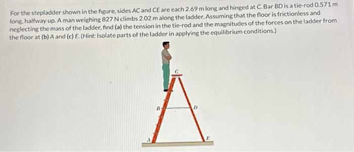 Solved For the stepladder shown in the figure, sides AC and | Chegg.com