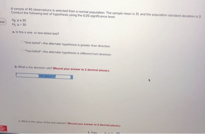 Solved A sample of 40 observations is selected from a normal | Chegg.com