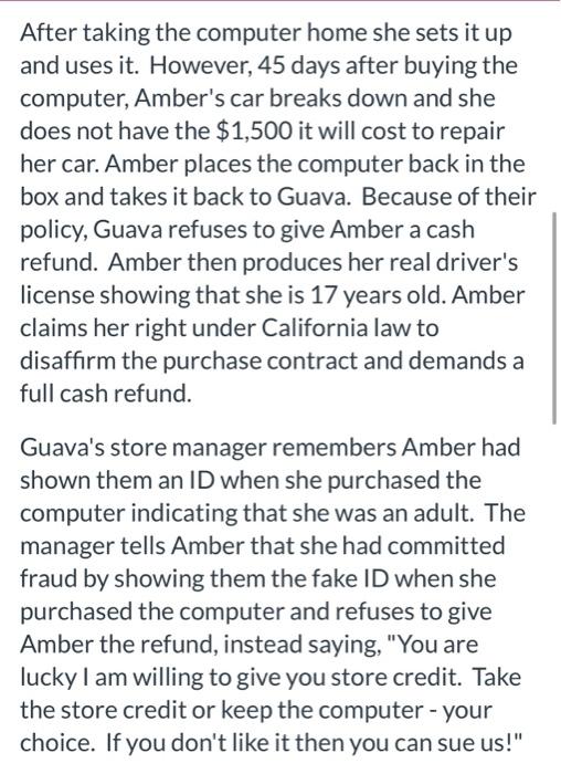 Solved Amber is 17 years of age but physically could pass | Chegg.com