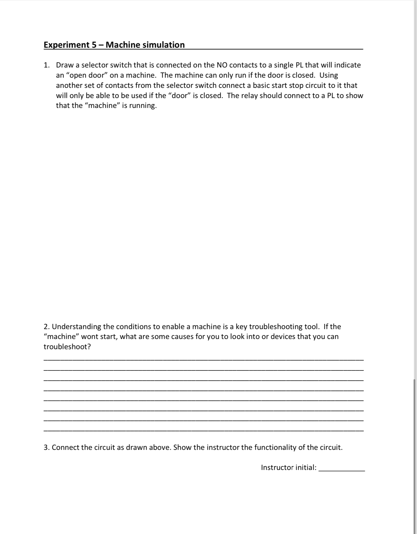 Solved Experiment 5 - ﻿Machine simulation1. ﻿Draw a selector | Chegg.com