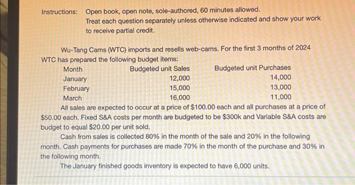 Solved Instructions: Open book, open note, sole-authored, 60 | Chegg.com