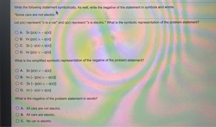Solved Write the following statement symbolically. As well, | Chegg.com