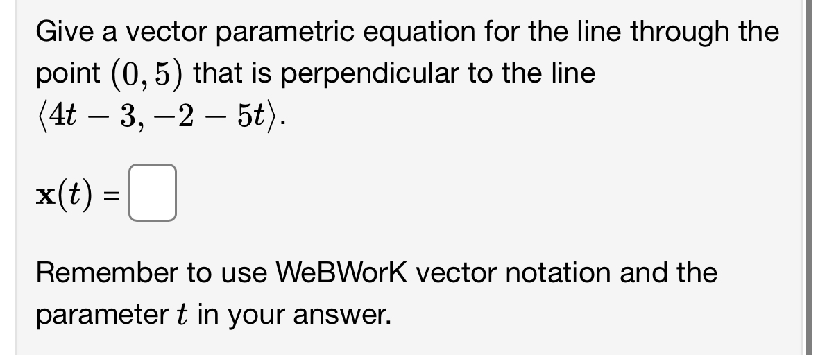 Solved Give a vector parametric equation for the line | Chegg.com