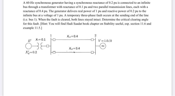 Solved A 60-Hz synchronous generator having a synchronous | Chegg.com