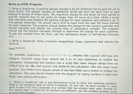 Solved Write an HTML Program.Write a JavaScript. A parking | Chegg.com
