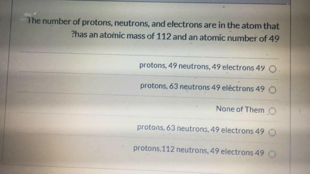 Solved The number of protons, neutrons, and electrons are in | Chegg.com