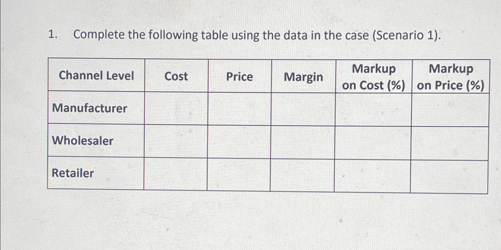 Solved Complete the following table using the data in the | Chegg.com