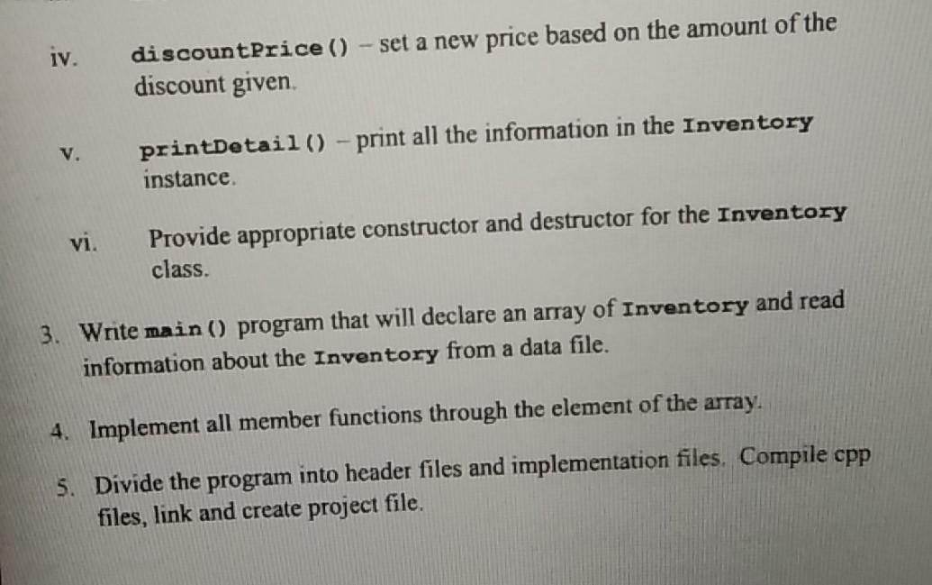 Solved Inventory Itemname String Itemkod String