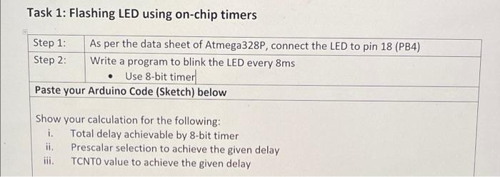 Solved Task 1: Flashing LED using on-chip timers Step 1: As | Chegg.com