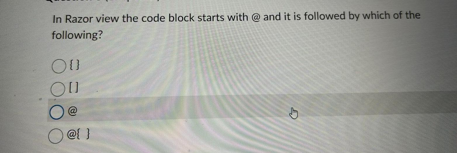 Solved In Razor view the code block starts with @ and it is | Chegg.com