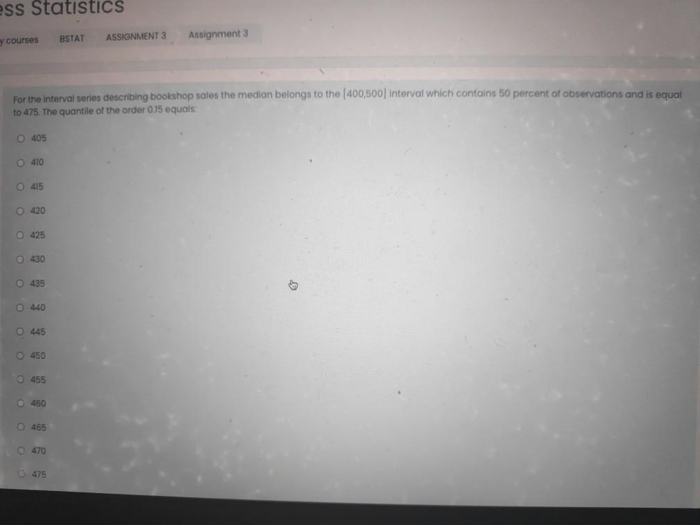 Solved ess Statistics y courses BSTAT ASSIGNMENT 3 | Chegg.com