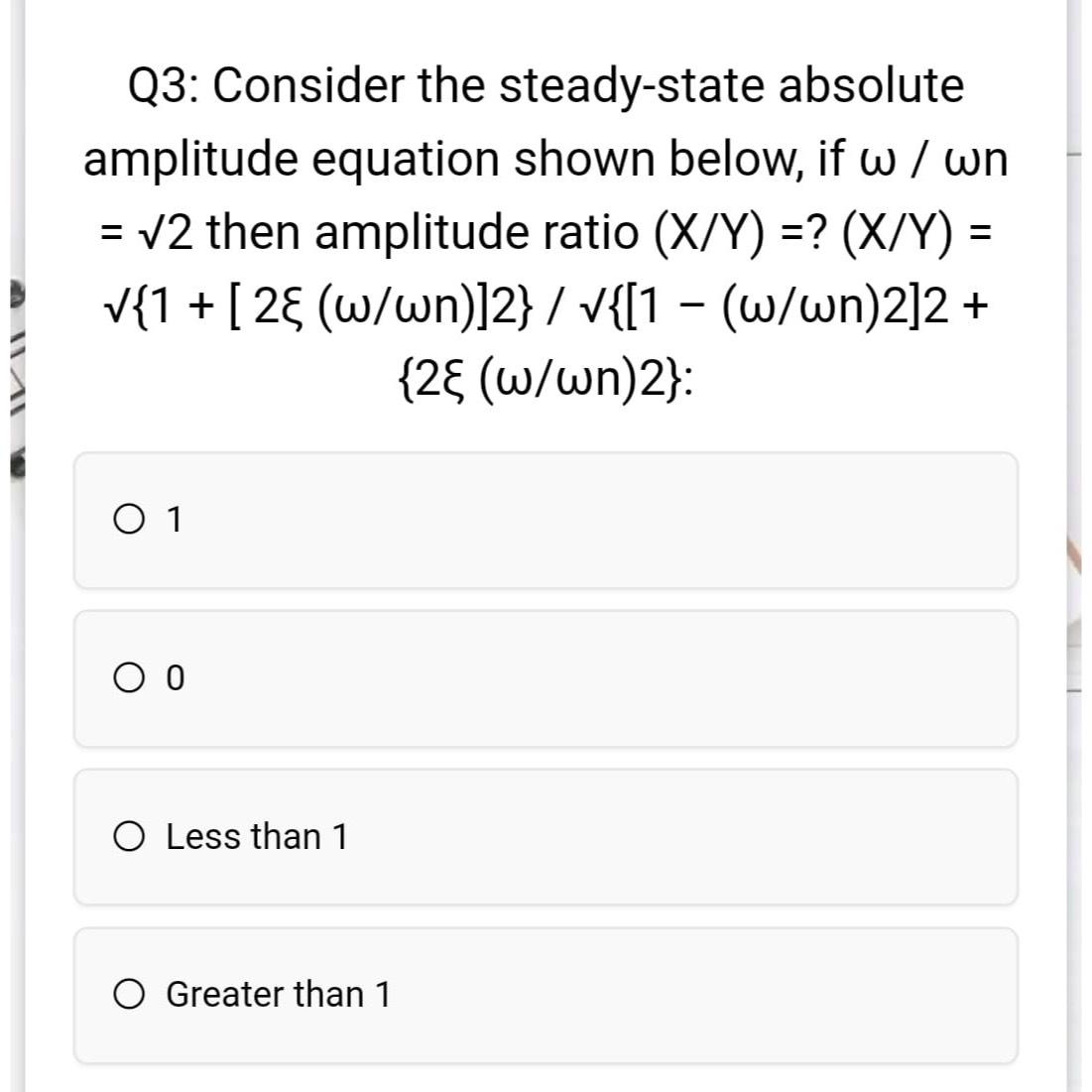 Solved Q3: Consider the steady-state absolute amplitude | Chegg.com