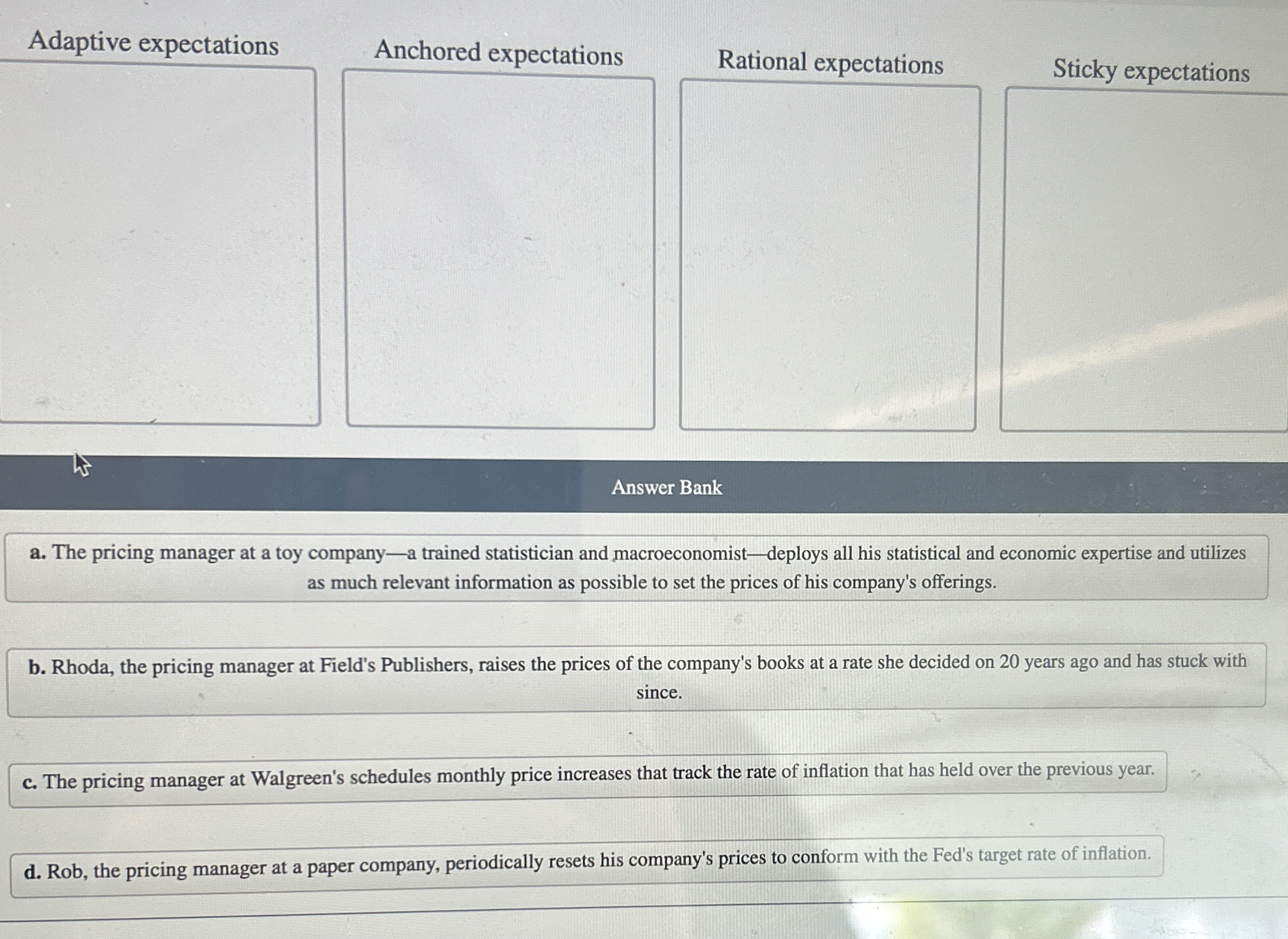 Solved Adaptive expectationsAnchored expectationsRational | Chegg.com