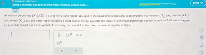 Solved Ammonlum perchlorate (NH4ClO4) is a powerful solid | Chegg.com