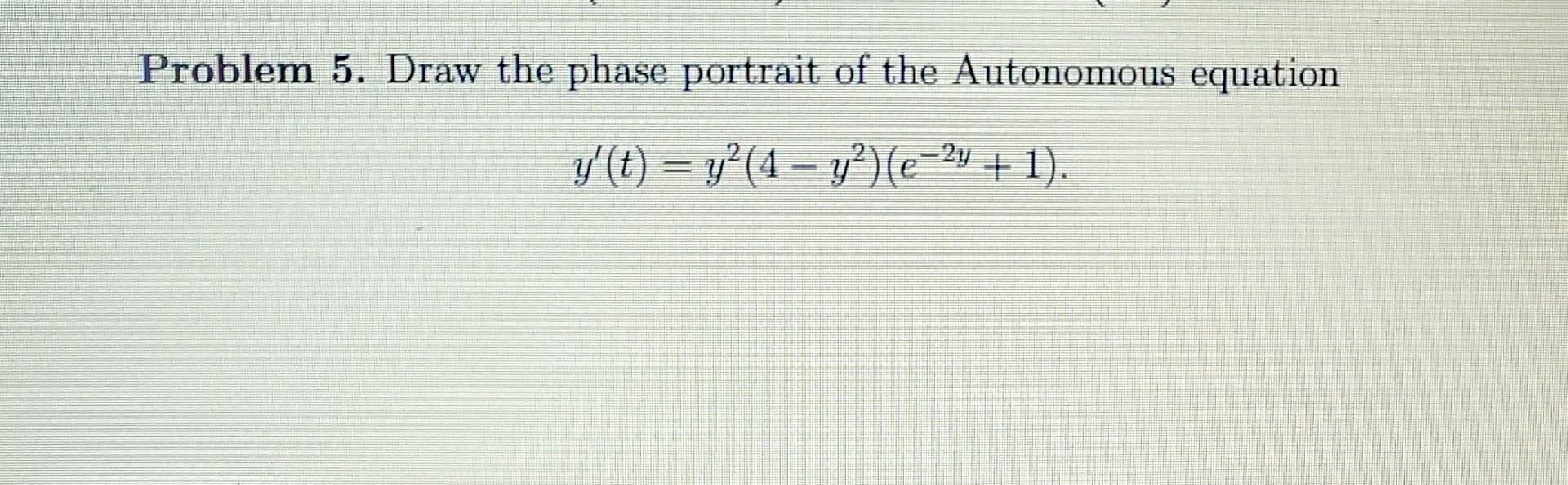 Solved Problem 5. Draw the phase portrait of the Autonomous | Chegg.com