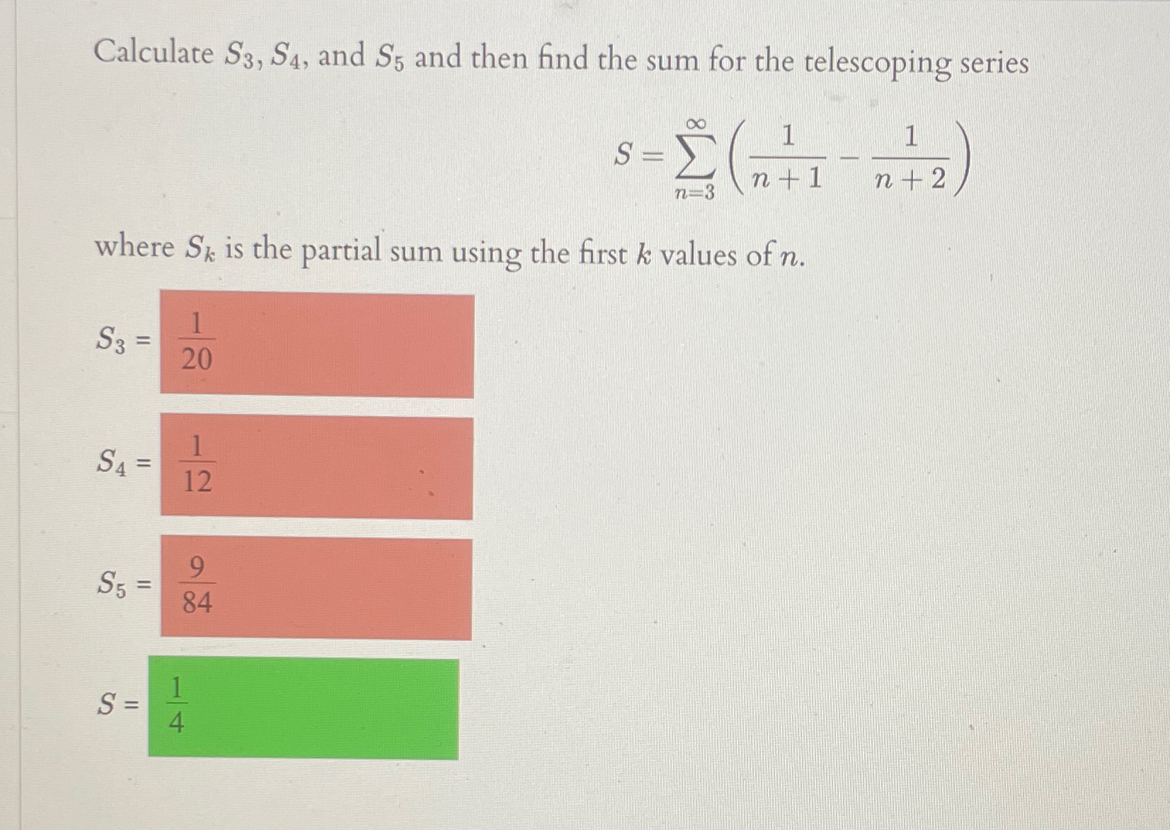 Solved Calculate S3,S4, ﻿and S5 ﻿and then find the sum for | Chegg.com