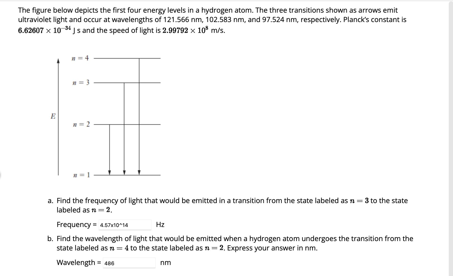 Solved The figure below depicts the first four energy levels | Chegg.com