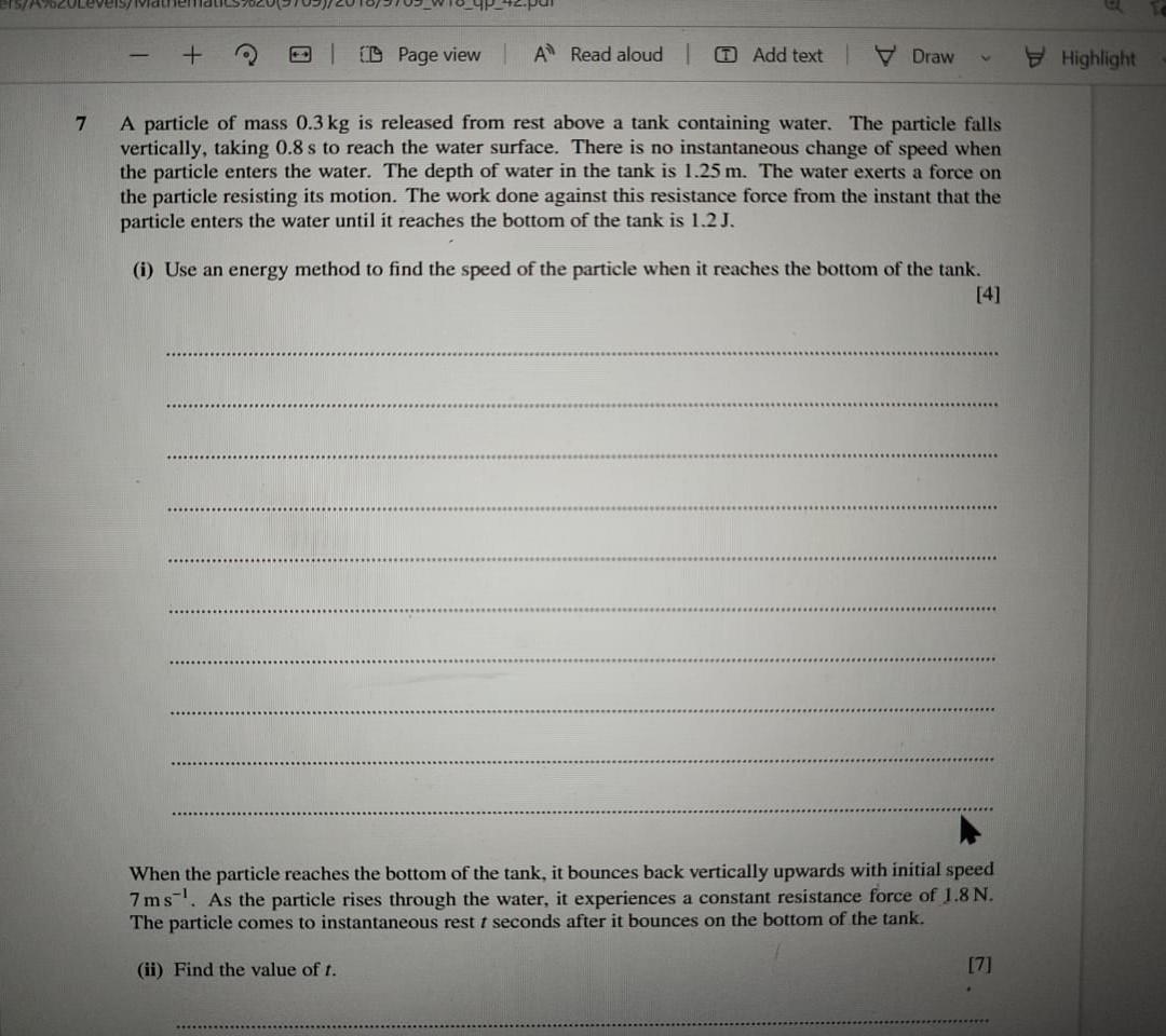 Solved 7 A particle of mass 0.3 kg is released from rest | Chegg.com