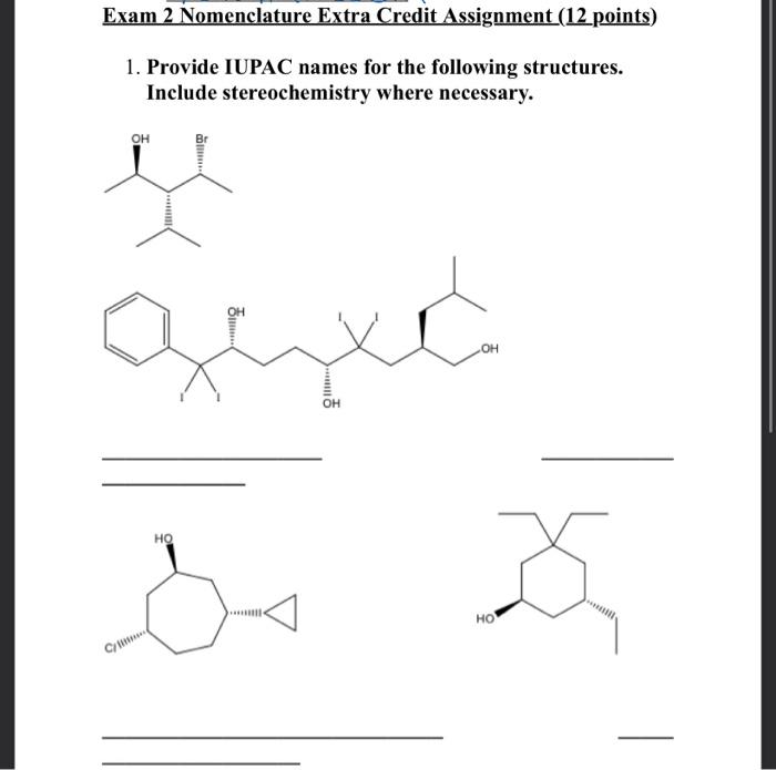 Solved Exam 2 Nomenclature Extra Credit Assignment | Chegg.com